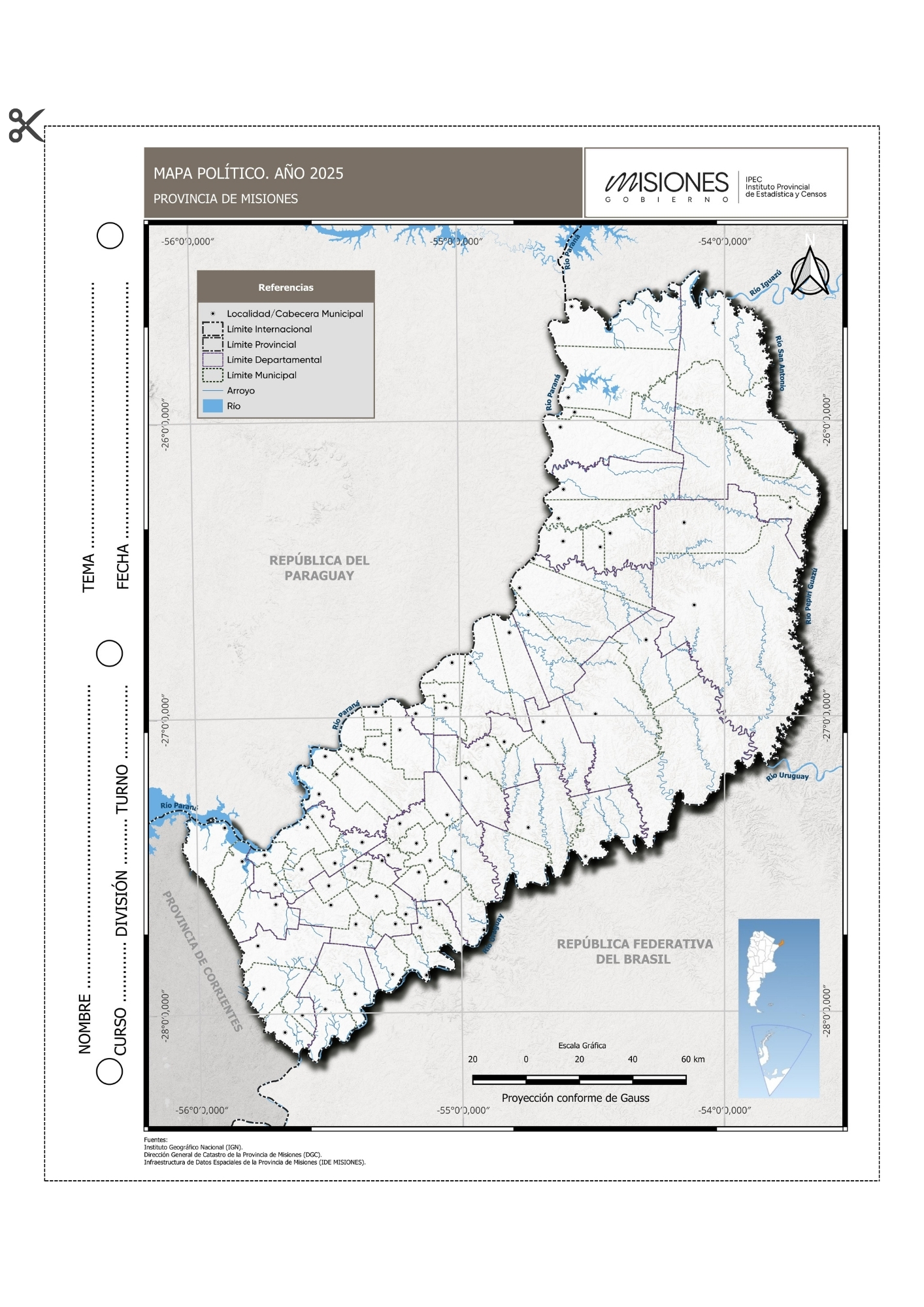 Mapa político escolar de Misiones actualizado | IPEC Misiones